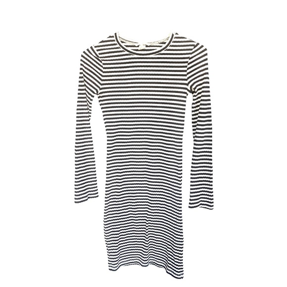 H&M | Dresses | Hm Crew Neck Bodycon Dress In Black And White Stripes ...